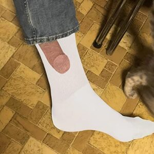 Men's and Women's Fun Formal Socks Pattern Fun Casual Socks Bag Cotton Novelty Show Off Socks,1PC (White, One Size)