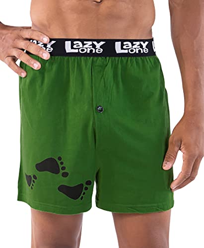 Lazy One Funny Animal Boxers, Novelty Boxer Shorts, Humorous Underwear, Gag Gifts for Men, Sasquatch (I Believe Bigfoot, Medium)