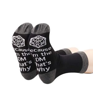 PXTIDY 2 PAIRS RPG Gaming Socks Dungeons Gift Because I'm the DM That's Why Socks D20 Dungeon Dragons Gaming Gift RPG Game Dungeon Master Gift (2pairs/set)