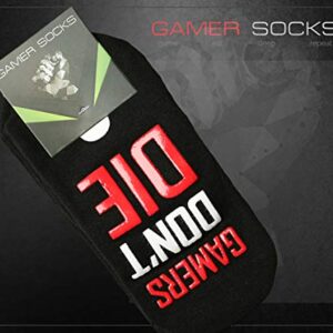 Gamer Socks, Cool Gifts, Fun Socks for Teens, Gaming Presents, Graphic Socks for Teens (Red Respawn)