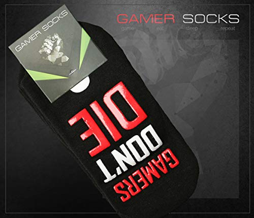 Gamer Socks, Cool Gifts, Fun Socks for Teens, Gaming Presents, Graphic Socks for Teens (Red Respawn)