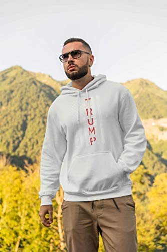 Go All Out Small White Mens Trump 2024 Re-elect Donald Trump Sweatshirt Hoodie