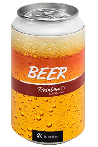 Rainbow Socks - Men Women Funny Beer Can Socks - 1 Pair - Size US 5.5-9 EU 36-40