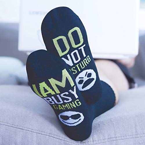 Do Not Disturb I'M Busy Gaming Socks, Funny Novelty Gamer Socks Gifts for Kids Teen Boys Mens Womens Game Lovers