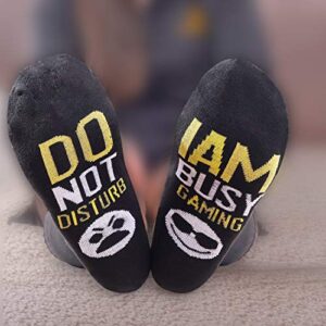 Do Not Disturb I'M Busy Gaming Socks, Funny Novelty Gamer Socks Gifts for Kids Teen Boys Mens Womens Game Lovers