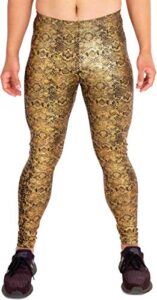 kapow meggings metallic, velvet & special material men’s leggings (golden cobra, large)