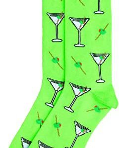 Random Stock Apparel 2-Pair Mens Christmas Casual Crew Socks Holiday Themed Fun Gifts (Martini)