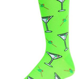 Random Stock Apparel 2-Pair Mens Christmas Casual Crew Socks Holiday Themed Fun Gifts (Martini)