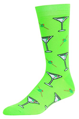 Random Stock Apparel 2-Pair Mens Christmas Casual Crew Socks Holiday Themed Fun Gifts (Martini)