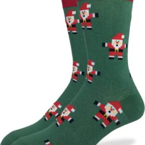 Good Luck Sock Men's Christmas Santa Clause Crew Socks,Green,Shoe: 7-12