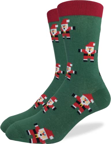 Good Luck Sock Men's Christmas Santa Clause Crew Socks,Green,Shoe: 7-12