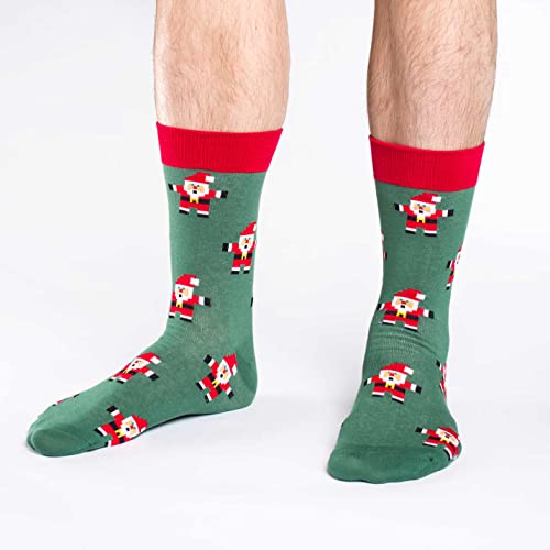 Good Luck Sock Men's Christmas Santa Clause Crew Socks,Green,Shoe: 7-12