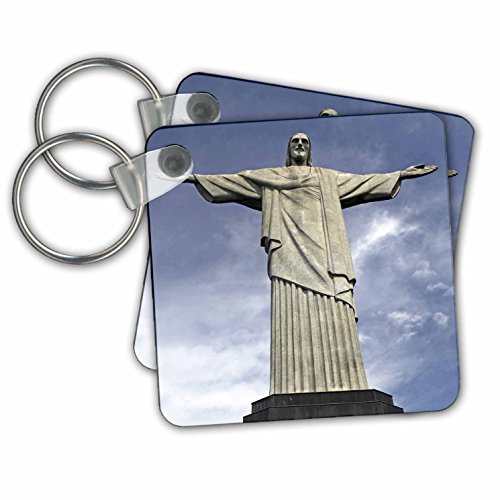 3dRose Brazil, Rio De Janeiro, Christ The Redeemer - Key Chains, 2,25 x 2,25", Set of 2 (kc_85743_1)