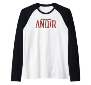 star wars: andor worn text logo raglan baseball tee