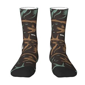 novelty crew socks athletic running workouts work, deer duck hunting vintage