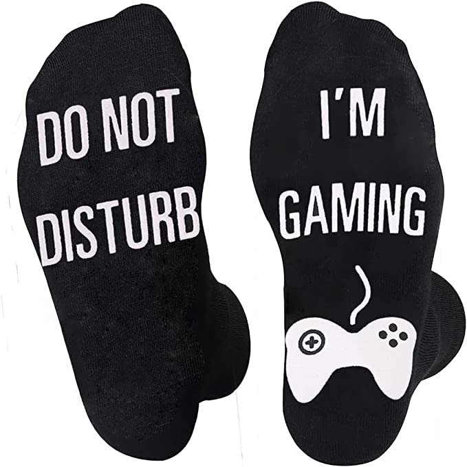 Do Not Disturb I'm Gaming Socks Novelty Funny Sock, Easter Basket Stuffers for Kids Teen Boy Men Dad Son Game Lovers