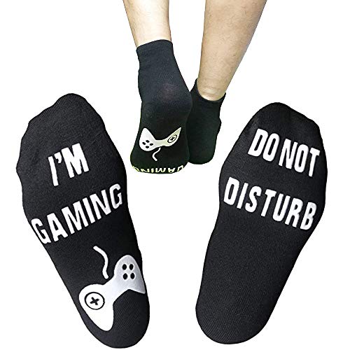 Do Not Disturb I'm Gaming Socks Novelty Funny Sock, Easter Basket Stuffers for Kids Teen Boy Men Dad Son Game Lovers