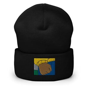 arthur balls fist internet meme inspired embroidered cuffed beanie, funny internet meme hat black