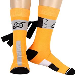 bioworld naruto: shippuden shinobi headband ties costume adult crew socks anime manga calf (8-12)