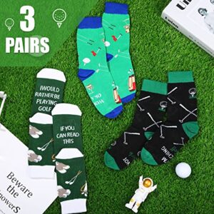 Jeyiour 3 Pair Funny Football Golf Baseball Basketball Socks Casual Sport Crew Sock Novelty Socks for Men Women (Golf)