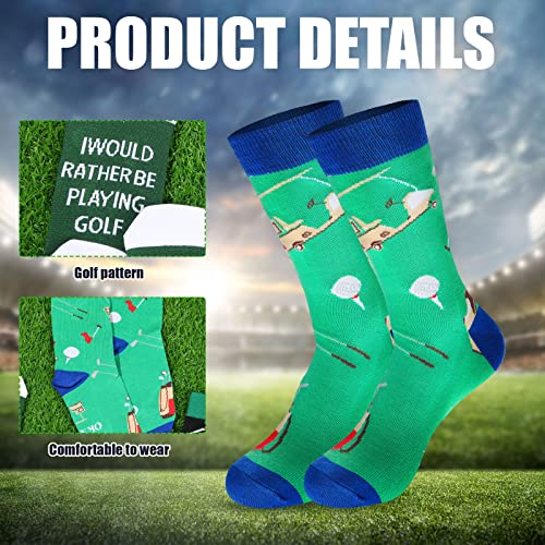 Jeyiour 3 Pair Funny Football Golf Baseball Basketball Socks Casual Sport Crew Sock Novelty Socks for Men Women (Golf)