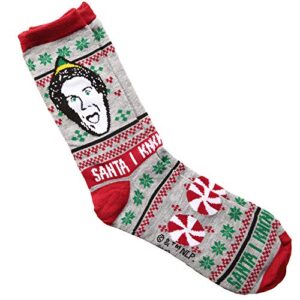 elf santa! i know him! ugly sweater adult crew socks