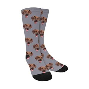 custom socks print your photo pet dog face personalized crew socks for men women