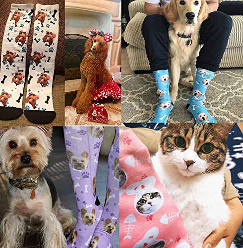 Custom Socks Print Your Photo Pet Dog Face Personalized Crew Socks for Men Women