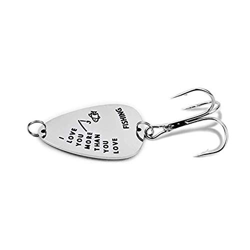 I Love You More Than You Love Fishing Keychain, Fishing Lures Key Chain Fisherman Gifts for Men Dad Birthday Christmas Gifts Gift for Boyfriend Husband Hubby