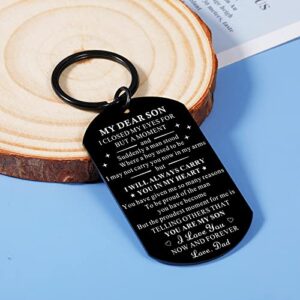 Valentine's Day Gifts for Son from Mom Keychain for Him Teen Boys Kids Birthday Graduation Christmas Gifts for Stepson Sweetest Day Coming of Age Back to School Gift for Men