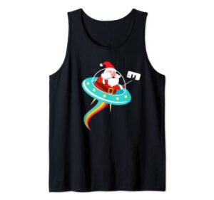 funny christmas santa claus santa selfie stocking stuffer tank top