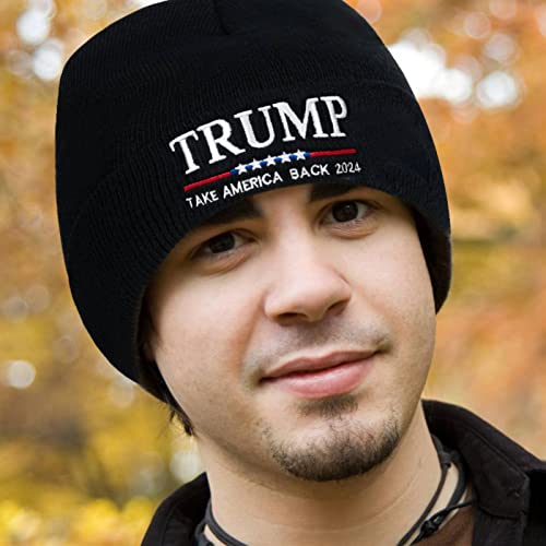 Trump 2024 Flag 3X5 Feet Beanie Hat and Novelty Socks for Men Women,Christimas Gifts Stocking Stuffers for Father Dad Grandpa