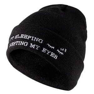 Christmas Birthday Gifts for Dad Grandpa,Stocking Stuffers for Men Women,Im Not Sleeping Just Resting My Eyes Funny Socks Beanie Hat Set