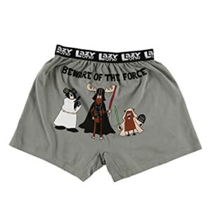 Lazy One Funny Animal Boxers, Novelty Boxer Shorts, Humorous Underwear, Gag Gifts for Men (Beware of The Force, Large)