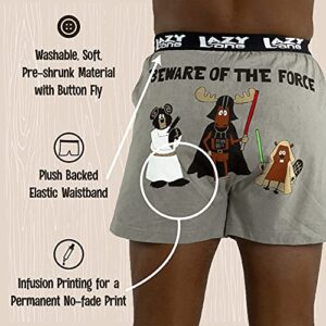 Lazy One Funny Animal Boxers, Novelty Boxer Shorts, Humorous Underwear, Gag Gifts for Men (Beware of The Force, Large)