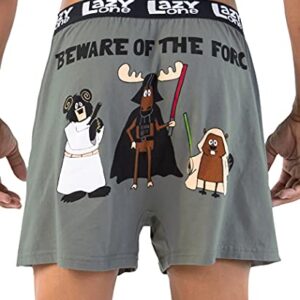 Lazy One Funny Animal Boxers, Novelty Boxer Shorts, Humorous Underwear, Gag Gifts for Men (Beware of The Force, Large)