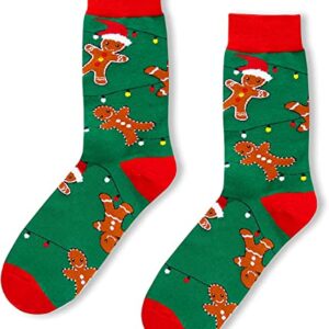 Zmart Funny Christmas Socks for Men Boys Holiday Socks Gingerbread Socks, Gingerbread Gifts Stocking Stuffers for Teen Boys Secret Santa Gifts Christmas Gifts 2 pairs