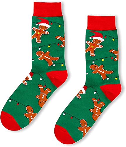 Zmart Funny Christmas Socks for Men Boys Holiday Socks Gingerbread Socks, Gingerbread Gifts Stocking Stuffers for Teen Boys Secret Santa Gifts Christmas Gifts 2 pairs