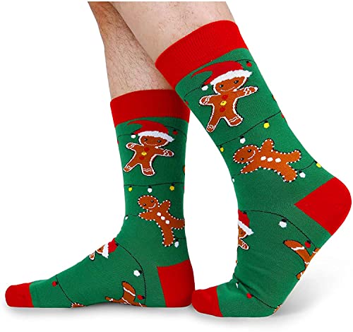 Zmart Funny Christmas Socks for Men Boys Holiday Socks Gingerbread Socks, Gingerbread Gifts Stocking Stuffers for Teen Boys Secret Santa Gifts Christmas Gifts 2 pairs