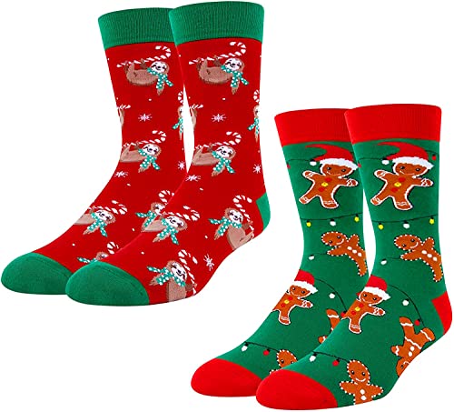 Zmart Funny Christmas Socks for Men Boys Holiday Socks Gingerbread Socks, Gingerbread Gifts Stocking Stuffers for Teen Boys Secret Santa Gifts Christmas Gifts 2 pairs