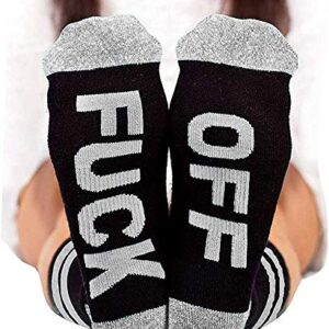 Coshang Fuck Off Socks Womens Funny Funky Casual Novelty Crew Socks Gift Dress Tube Stocking