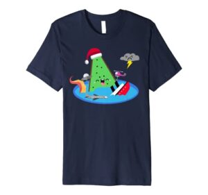 fun christmas bermuda triangle santa claus stocking stuffer premium t-shirt