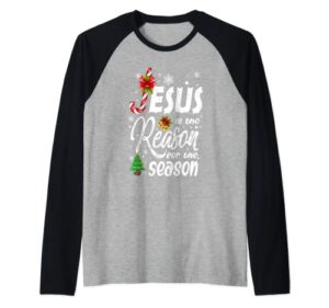 christian jesus the reason christmas stocking stuffer gifts raglan baseball tee