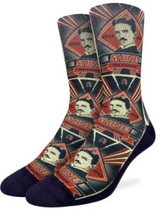 good luck sock men’s nikola tesla, king of lightning socks, adult