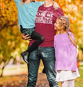 You Can't Scare Me, I Have Two Daughters, Funny Dad T-Shirt, Cute Joke Men T Shirt Gifts for Daddy Heather Navy Medium