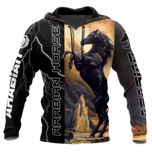 Horse Arabian Horse Black 3D Print Hoodies Unisex Pullover Hoodie Gift For Men, Women, Birthday, Christmas Full Size S-5XL HAQHD59510