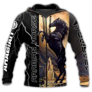 Horse Arabian Horse Black 3D Print Hoodies Unisex Pullover Hoodie Gift For Men, Women, Birthday, Christmas Full Size S-5XL HAQHD59510