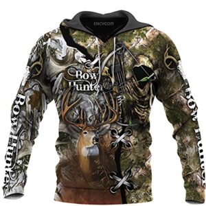 deer bow hunter camo pretty hoodie zip-up hoodies unisex men women girls boys us size – gift to deer hunter in hunting season hunting gear christmas birthday gift