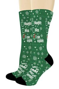 santa gifts i can explain santa claus socks merry christmas accessories 1-pair novelty crew socks