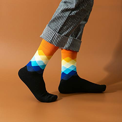 Men's Fun Dress Socks Novelty Colorful Funky Fancy Funny Patterned Crew Casual Crazy Socks for Men Father